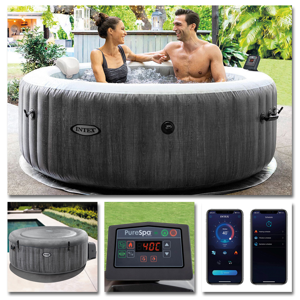 INTEX Whirlpool Greywood Deluxe Pure SPA 196x71 Massage 4 Personen ...